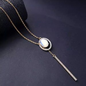 Jewelry | Opal Crystal Bar Circle Lariat Necklace | Poshmark